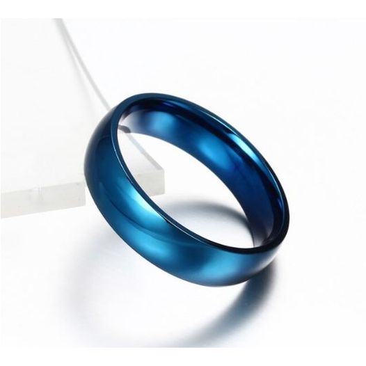 High Gloss 6mm Stainless Steel Blue Color Band - Deal4Steal